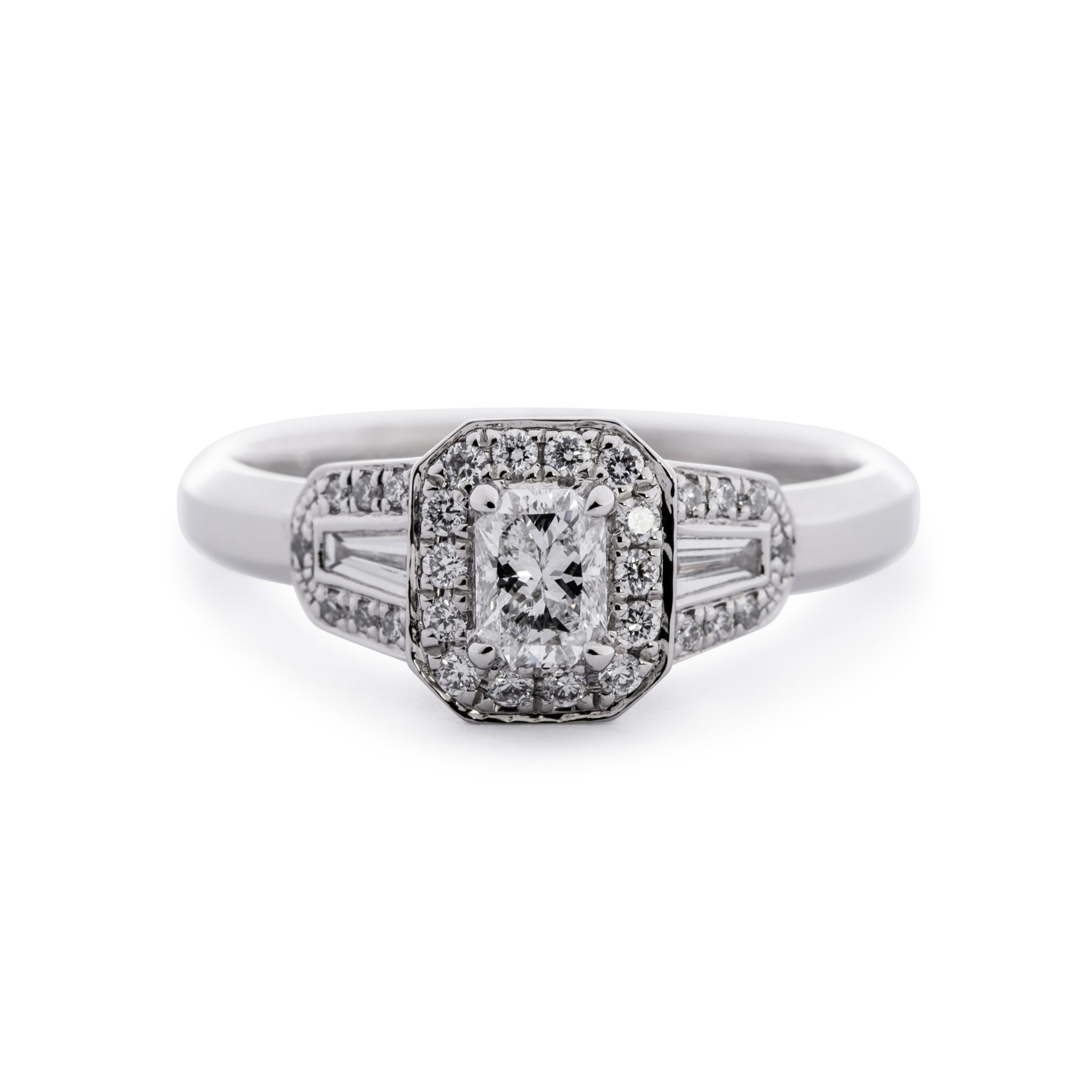 Phoenix Cut Diamond 0.30ct Art Deco Style Halo Ring | Jeweller in ...