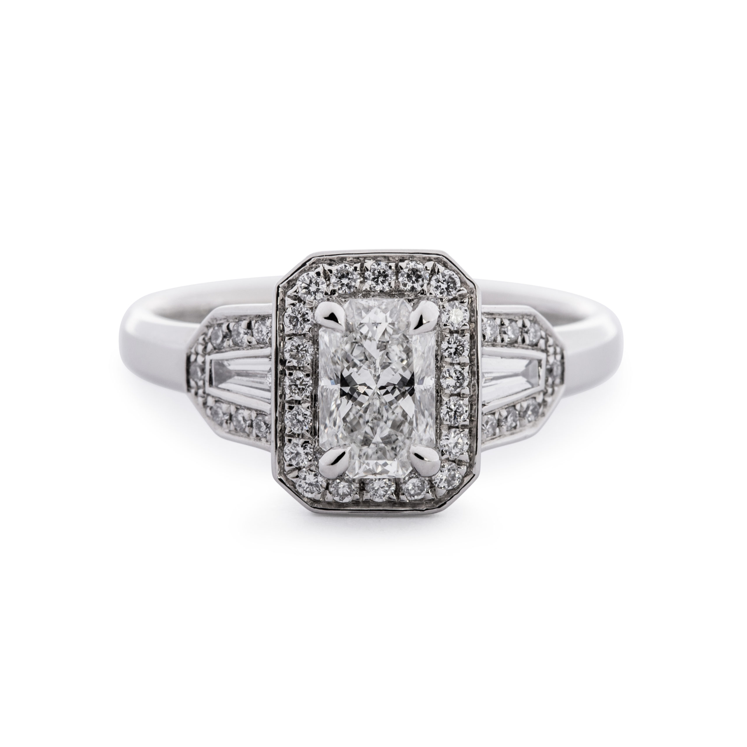 Phoenix Cut Diamond 0.71ct Art Deco Style Halo Ring | Jeweller in ...