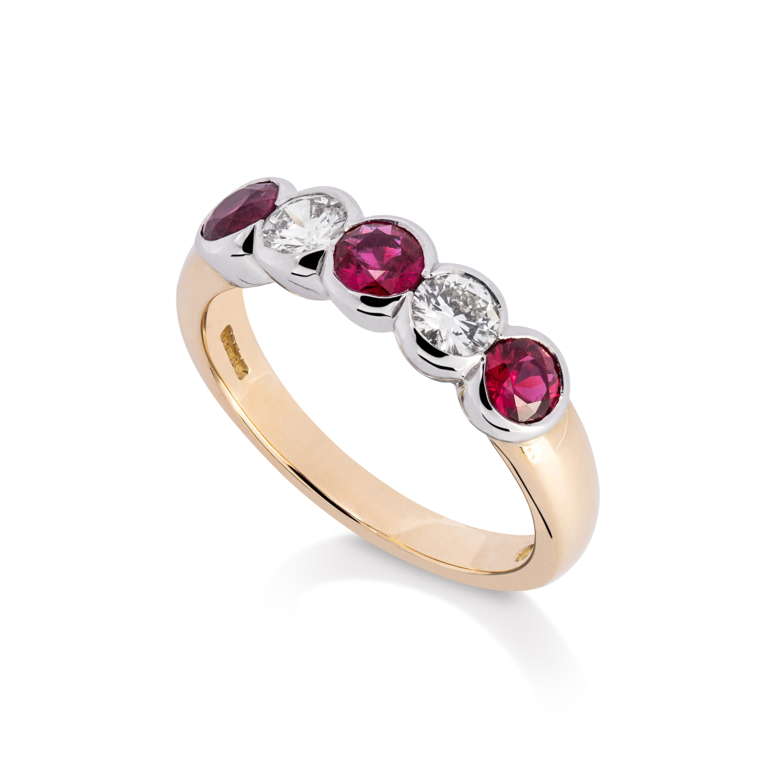 Ruby and Diamond Rub-Over Five Stone Ring | Jeweller in Harrogate ...