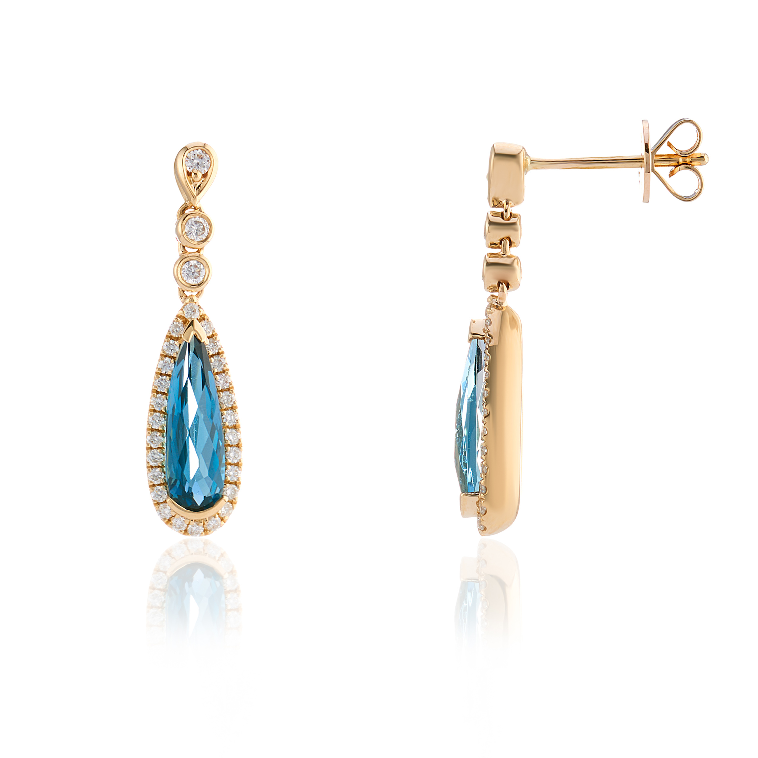 London Blue Topaz and Diamond Drop Earrings | Jeweller in Harrogate ...