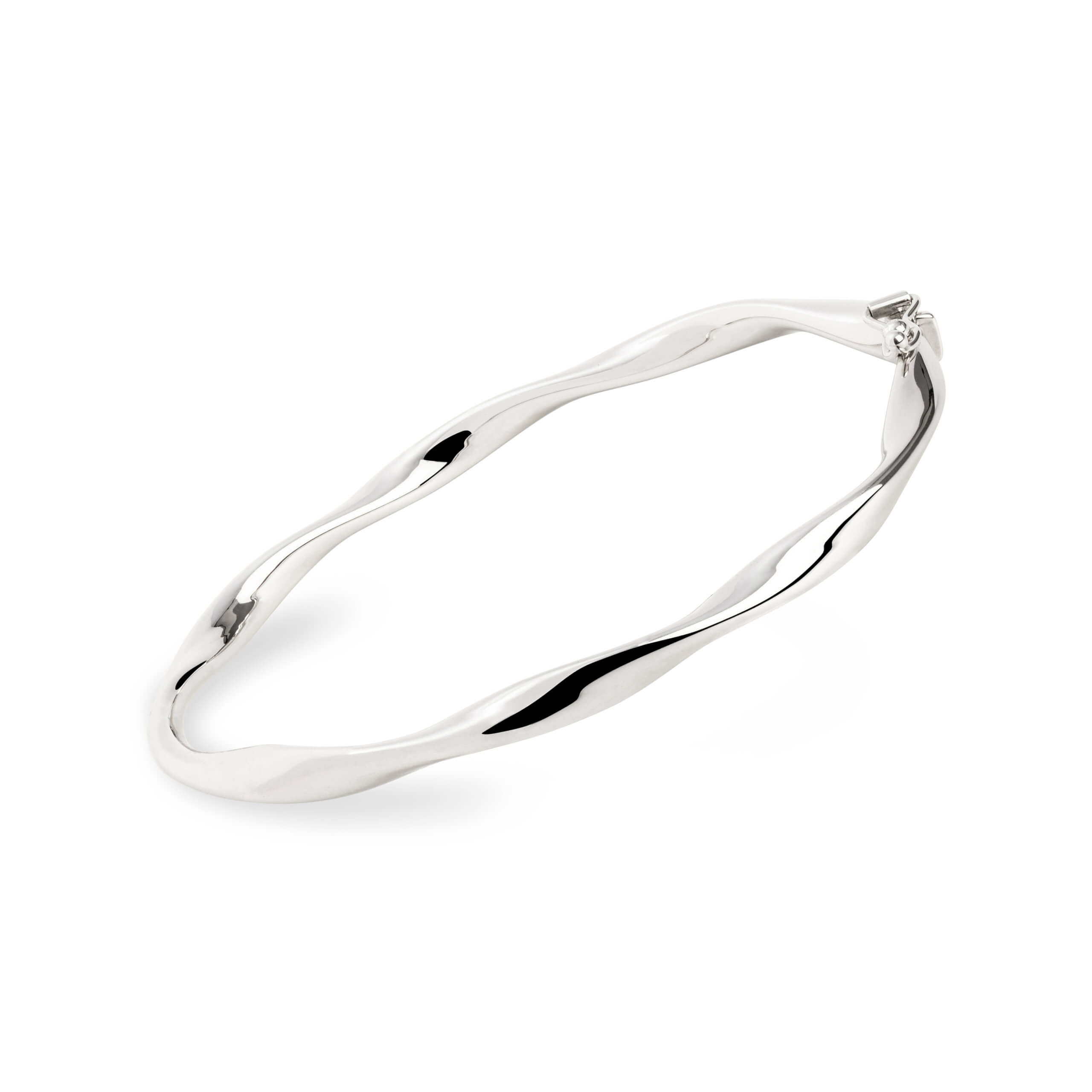 White Gold Solid Twisted Hinged Bangle | Jeweller in Harrogate ...