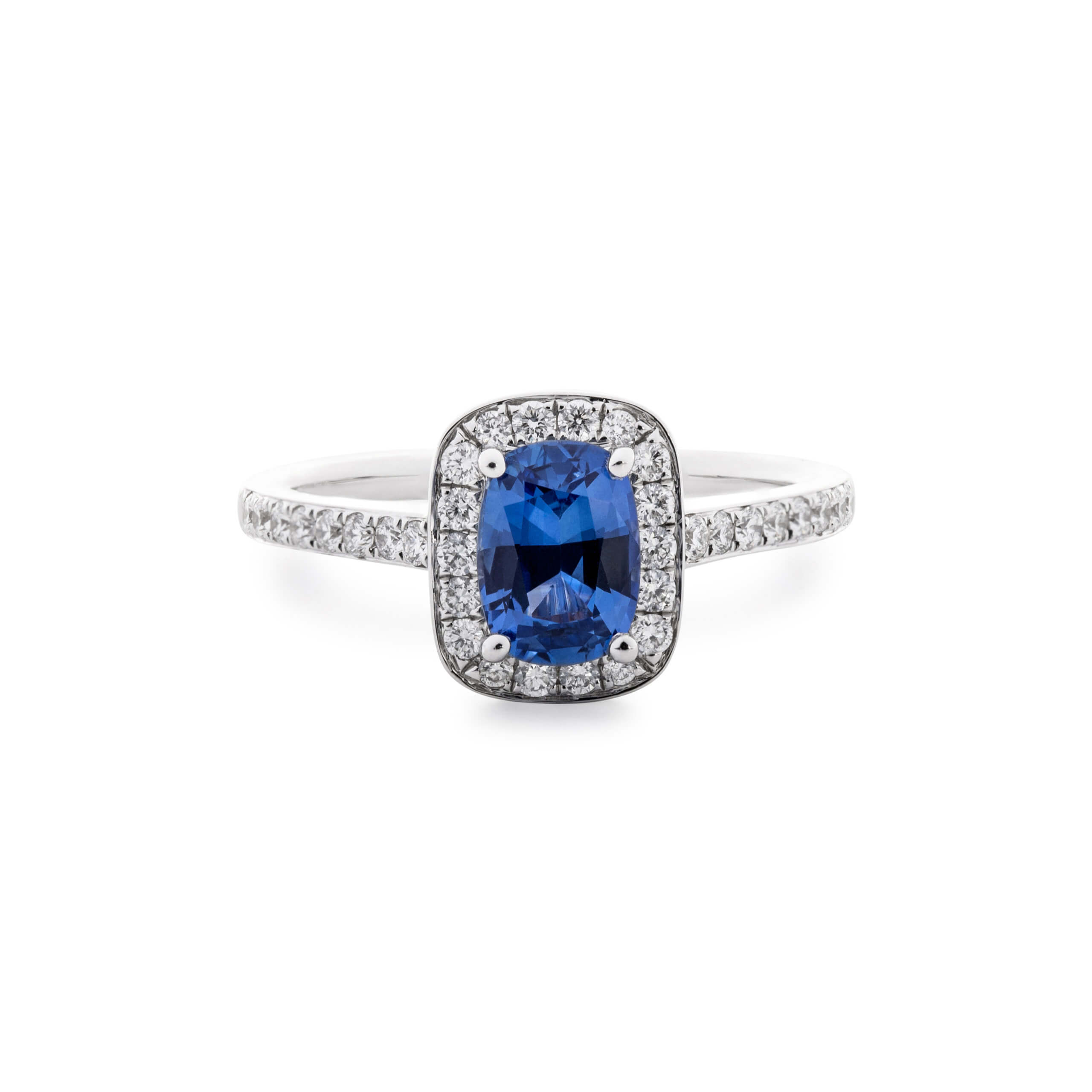 Sapphire and Diamond Rectangular Halo Ring | Jeweller in Harrogate ...