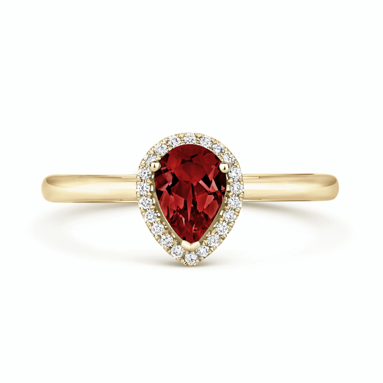 Garnet and Diamond Pear Shaped Halo Ring | Jeweller in Harrogate ...