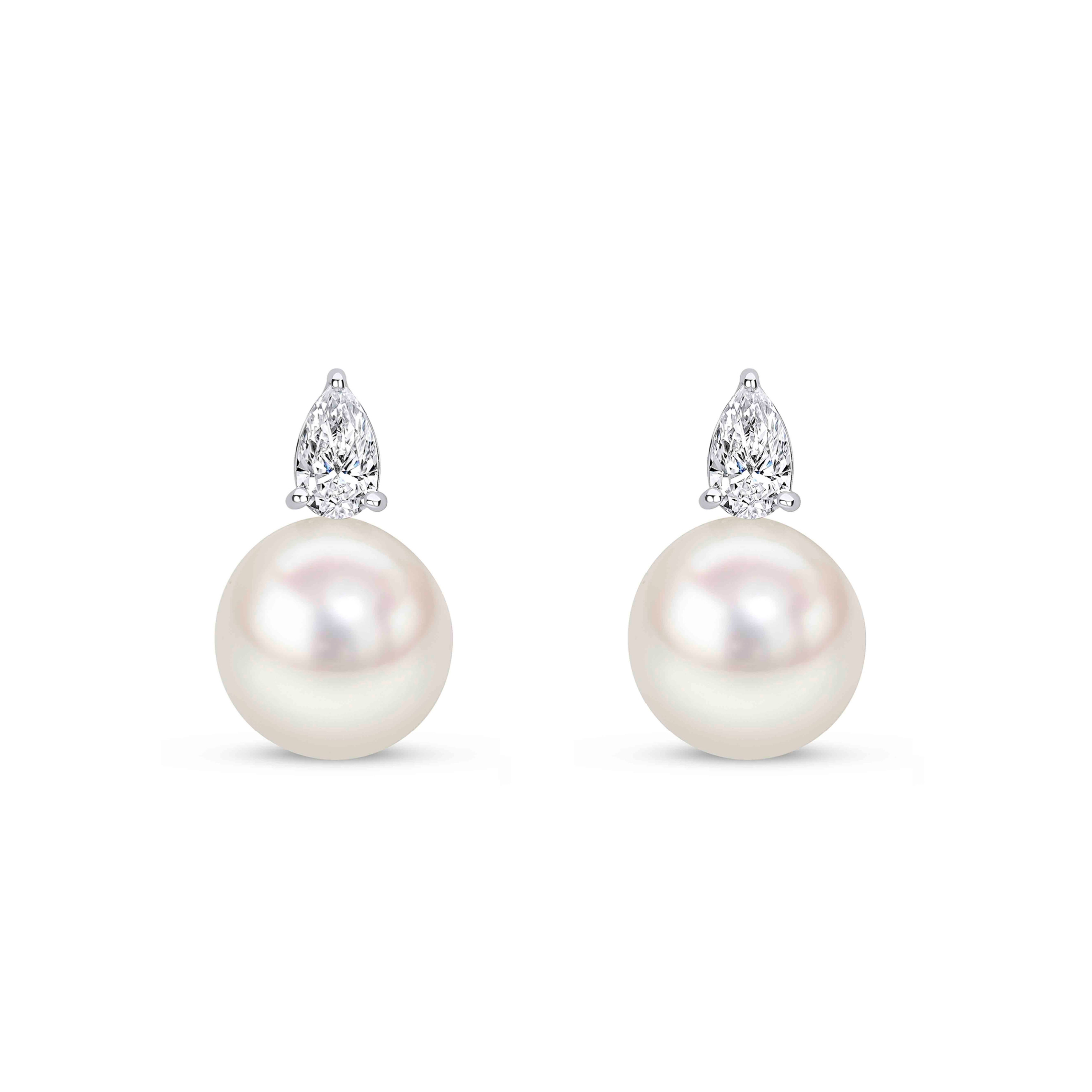 Cultured Pearl and Pear Diamond Earrings | Jeweller in Harrogate ...
